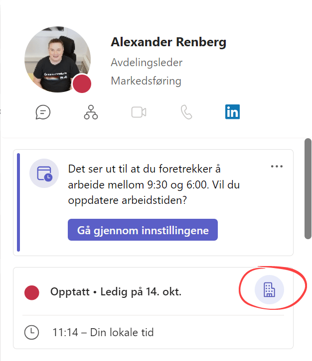 Hvordan lage en plan for arbeidstid og sted i Outlook